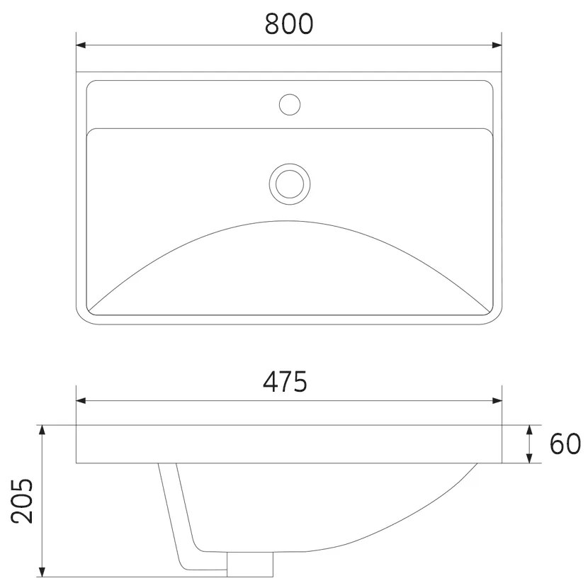Mereo Mereo, Nábytkové umyvadlo, 81x47,5x20,5 cm, keramické, bílé, UC8148