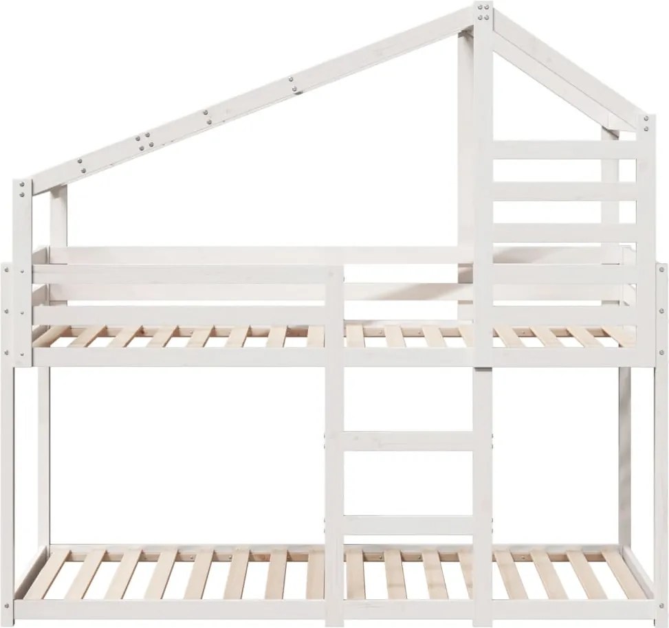 Patrová postel se střechou bílá 80x200 cm masivní borové dřevo 3281959