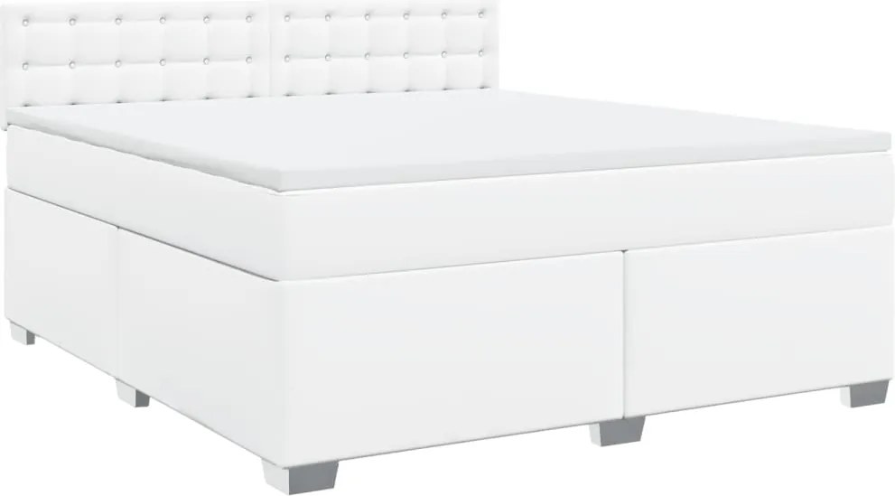 Box spring postel s matrací bílá 180x200 cm umělá kůže 3286133