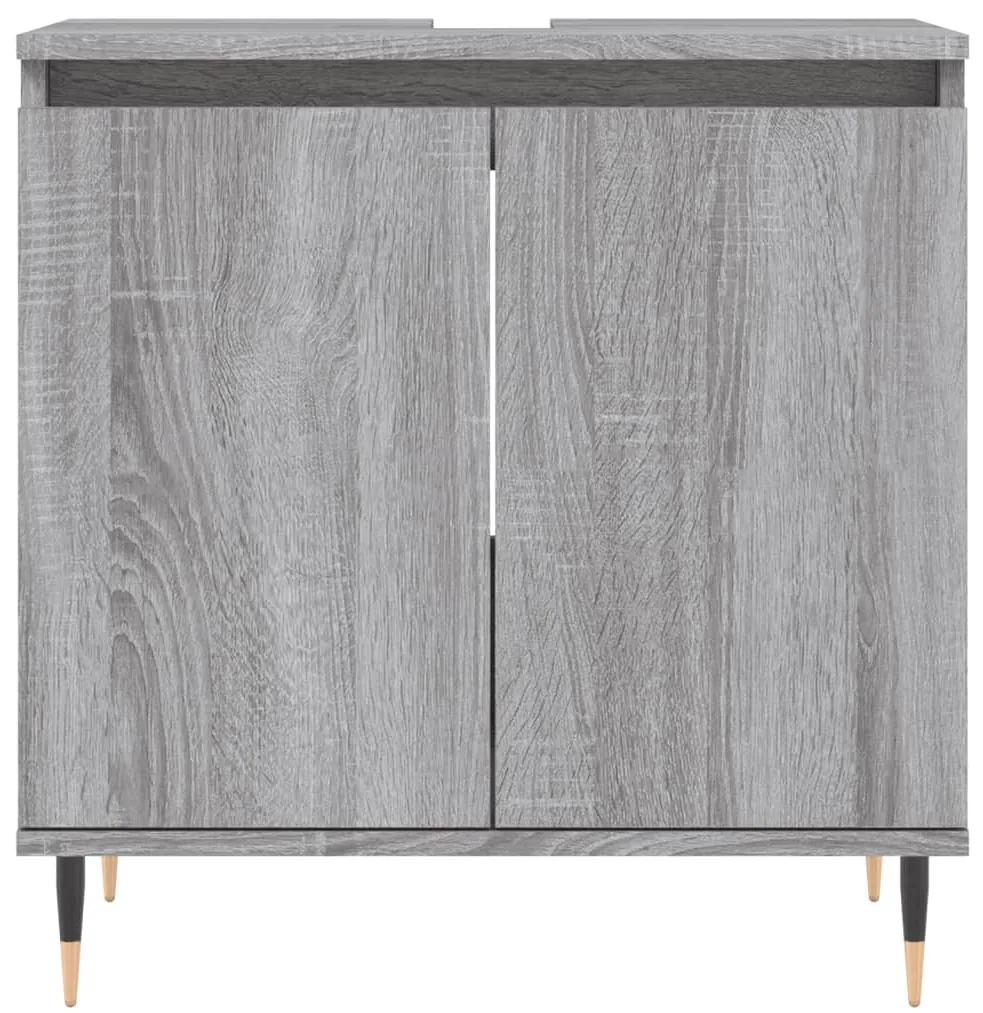 3dílný set koupelnového nábytku šedý sonoma kompozitní dřevo,  3190273
