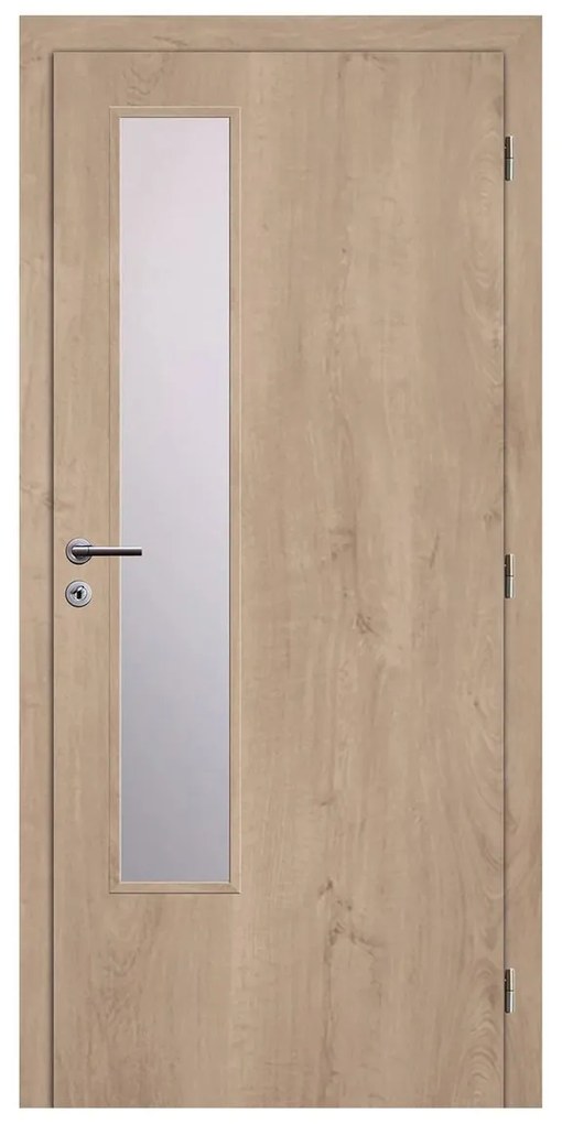 Solodoor Interiérové dveře L2 sklo, 60 P, 650 × 1985 mm, fólie, pravé, dub Western, prosklené