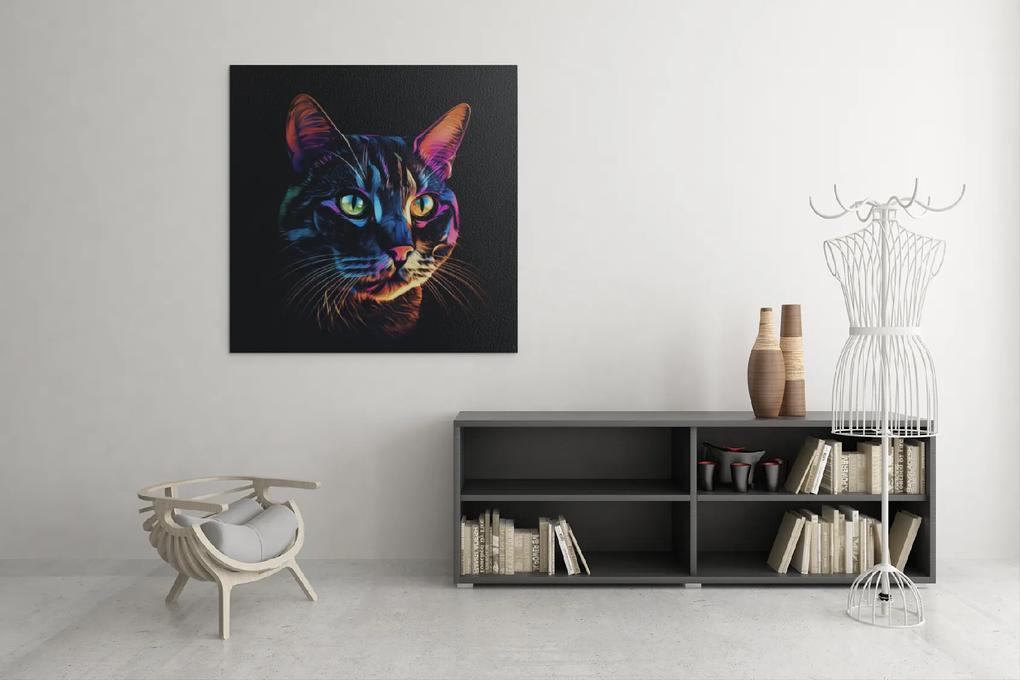 Obraz na plátně - barevná kočka FeelHappy.cz Velikost obrazu: 100 x 100 cm
