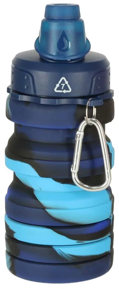 Creative Corner Láhev na vodu silikonová skládací láhev s rukojetí sportovní 500ml modrá
