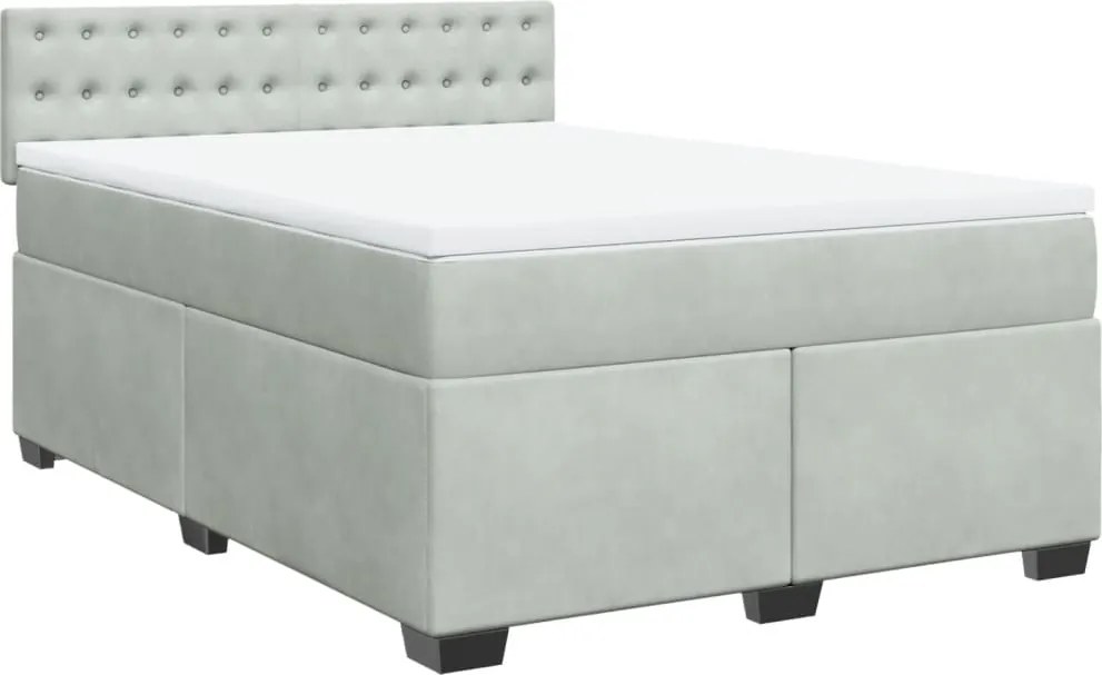 Box spring postel s matrací světle šedá 140x190 cm samet 3288618