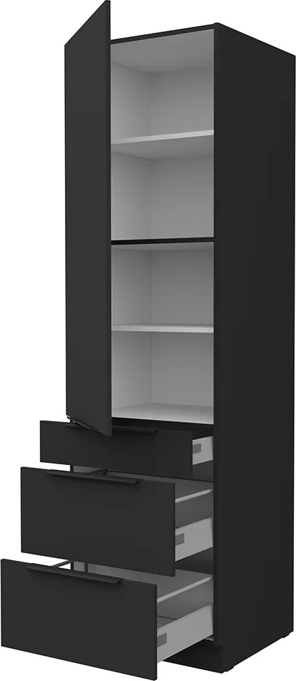 ARIA cc | vysoká skříňka 60 DKS-210 3S1F potravinová | UNI DVÍŘKA | 60 cm | PREMIUM BOX | černá