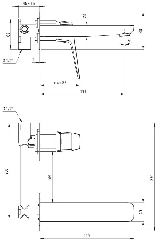 Deante Blur, podomítková umyvadlová baterie, chromová, DEA-BQL_054L