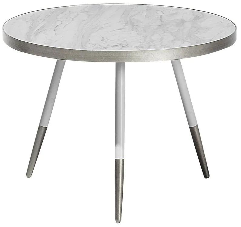 Konferenční stolek s mramorovým efektem bílý/stříbrný RAMONA Beliani