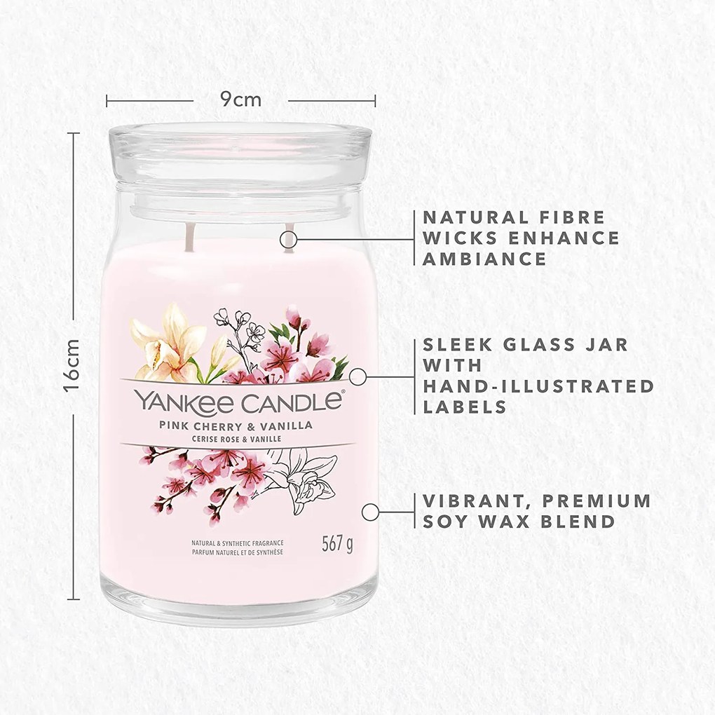 Yankee Candle vonná svíčka Signature ve skle velká Pink Cherry & Vanilla 567g