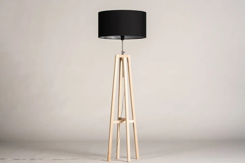 Stojací designová lampa Paola Black Maison and Natur Wood