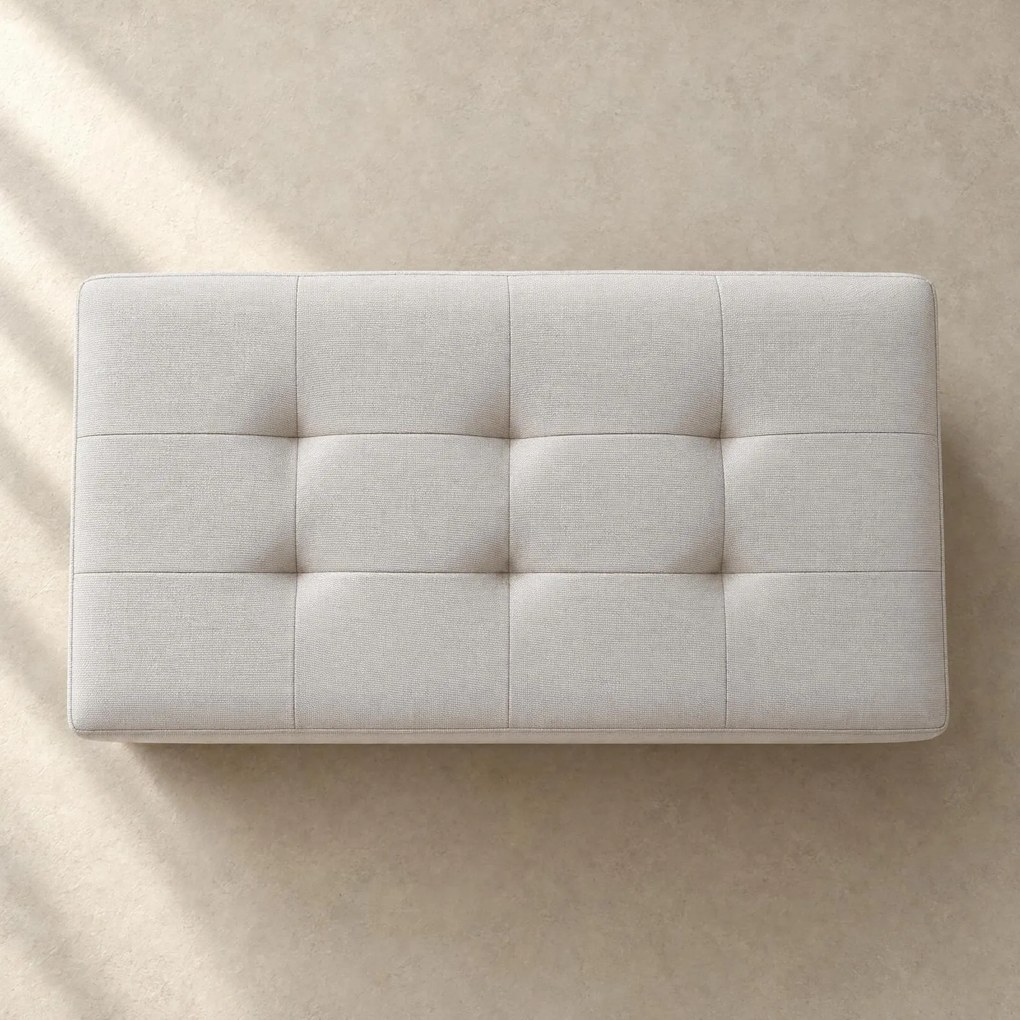 Obdélníkový taburet s úložným prostorem, skládací, 76 × 38 × 38 cm, béžový