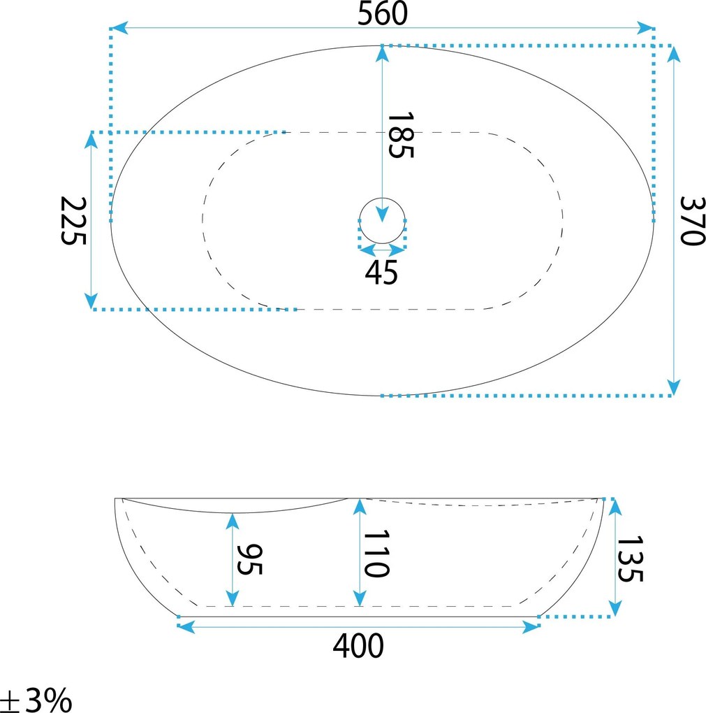 Keramické umyvadlo na desku REA Emilia Grid 56x37 ecru mat