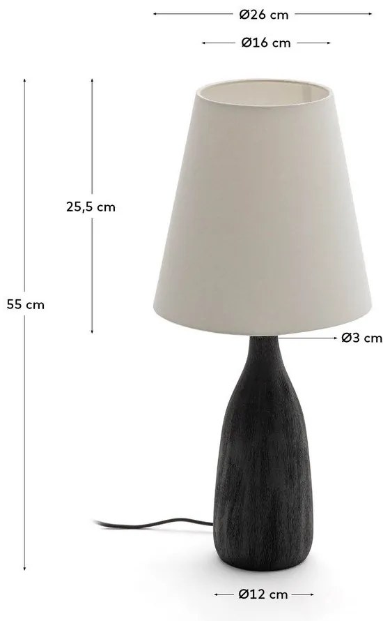 Černá/krémová stolní lampa s textilním stínidlem (výška 56 cm) Luvia – Kave Home