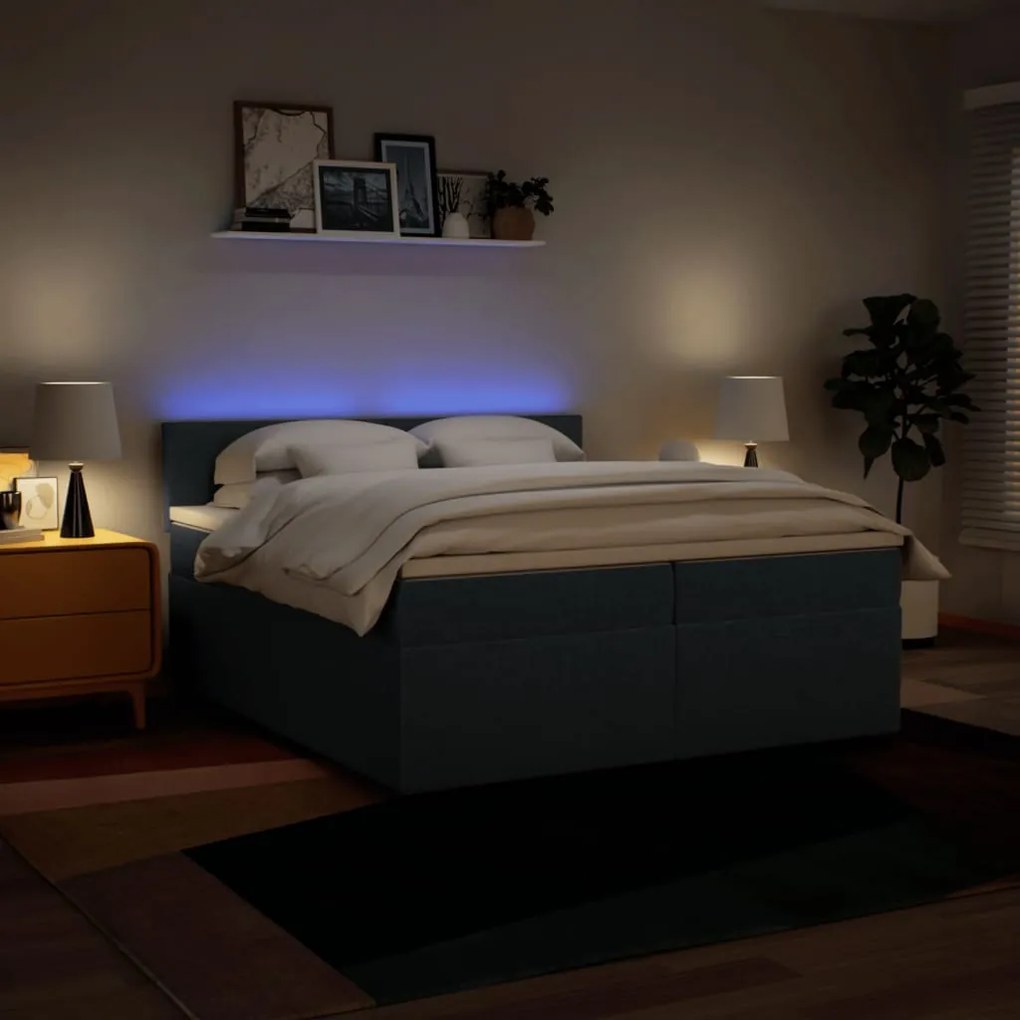 Box spring postel s matrací modrá 200x200 cm textil 3288294