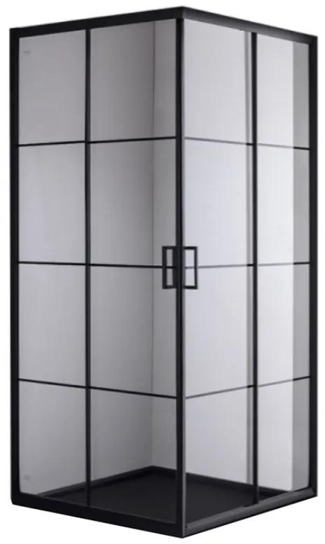 BPS-koupelny Čtvercový sprchový kout HYD-SK32B 90x90 černý/transparent + vanička HYD-OSV-SXL02B černá