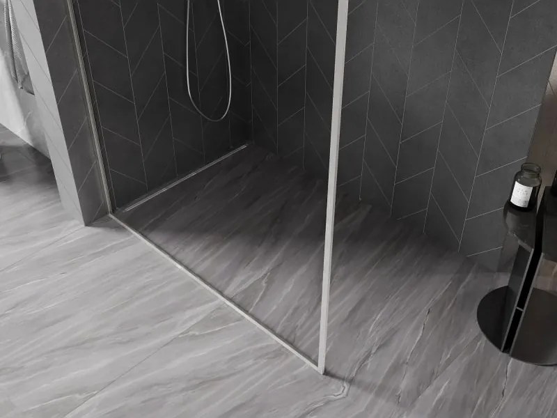 Mexen Kioto-XF L sprchová stěna Walk-in s rámem 70 x 202 cm, transparentní 10 mm, kartáčovaný nikl - 800-070-174-97-00-XF