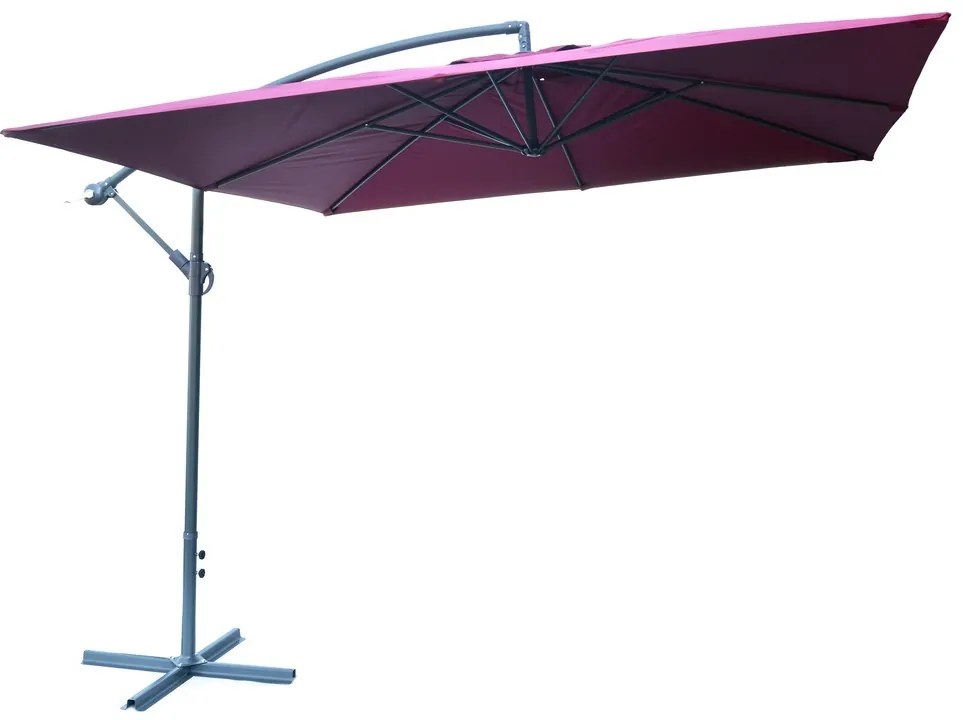 Rojaplast Slunečník kovový 8080 - 270 x 270 cm-  bordó