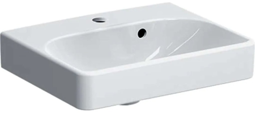 Geberit Smyle Square - Umyvadlo 45x36 cm, s přepadem, otvor pro baterii, bílá 500.222.01.1