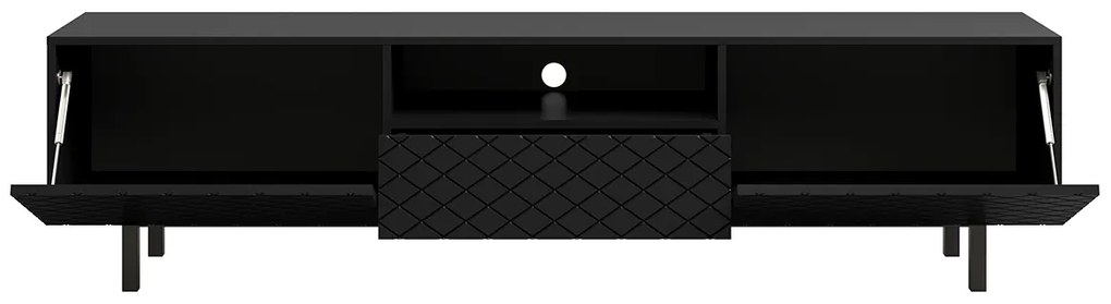 TV stolek Scalia II 190 cm s výklenkem - černý mat / černý podstavec