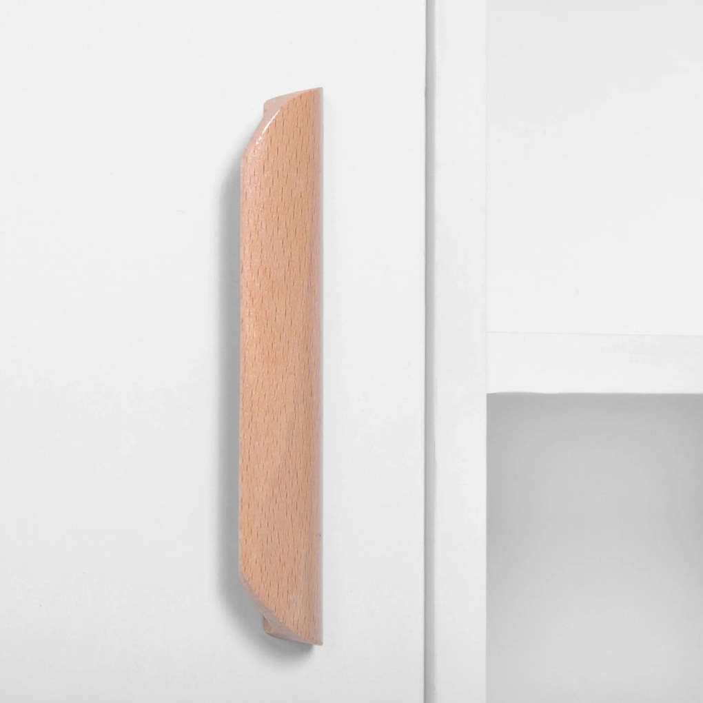 HOMCOM Skandinávská Knihovna se 4 Policemi + 2 Skříňkami s Nastavitelnou Policí rozměr 80D x 24Š x 123V cm, Se Šikmýma Nožkama z Pevného Borového Dře…