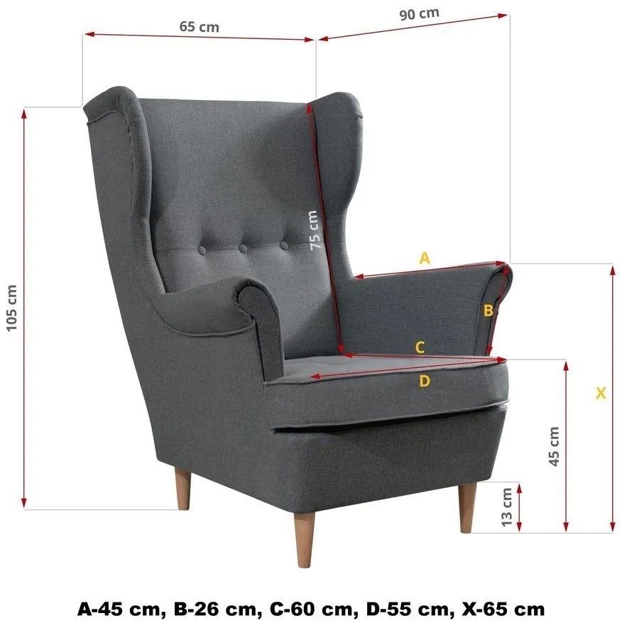 Casarredo - Komfort nábytek Křeslo ušák RAFAEL látka Paros 5/ořech