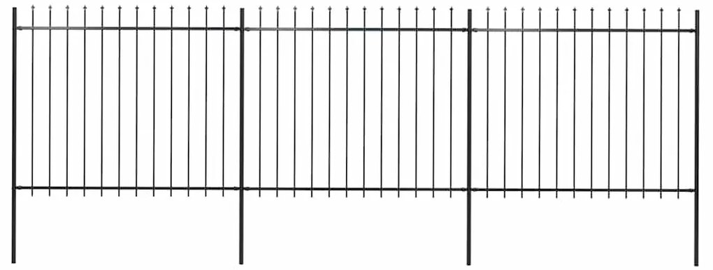 Zahradní plot s kopím nahoře ocelový 504 x 150 cm černý 277631