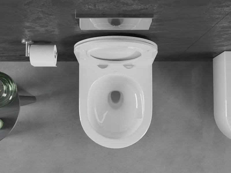 Mexen Sofia, závěsná WC mísa 490x360x355 mm, Rimless Tornádo + WC sedátko z duroplastu, bílá lesklá, 30540500T