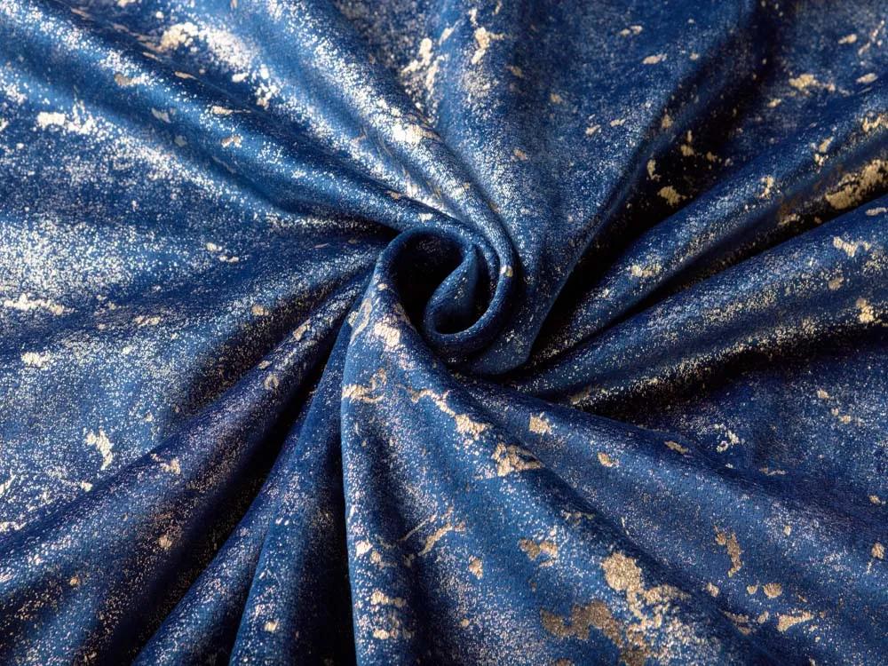 Biante Sametový čtvercový ubrus Isabela IBL-005 Gold Design královsky modrá 110x110 cm