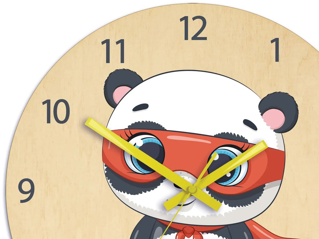 Dětské nástěnné hodiny Ami Panda hrdina 30 cm vícebarevné