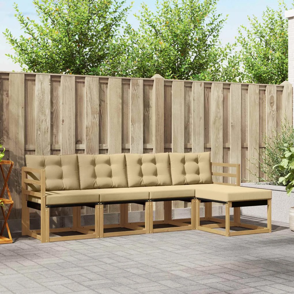 Venkovní pohovková souprava 5 ks Bílá a béžová 3389371