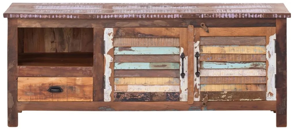 furniture-nabytek.cz - Masivní TV stolek Westhill z recyklovaného dřeva, lakovaný, vícebarevný – 150×50×60 cm