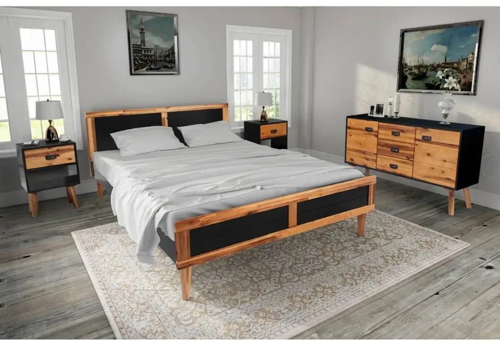 274612 vidaXL 4ks set nábytku do ložnice, masivní akáciové dřevo, 140x200 cm