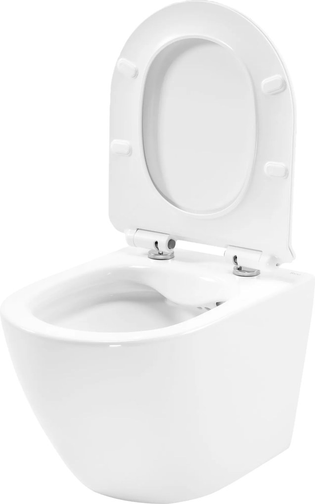 Rea Carter Rimless, závěsné WC mísa 490x370x325 mm + toaletní WC sedátko, bílá lesklá, REA-C1400