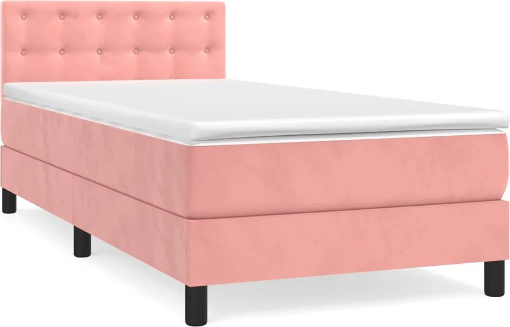 Box spring postel s matrací růžová 90x190 cm samet 3141520