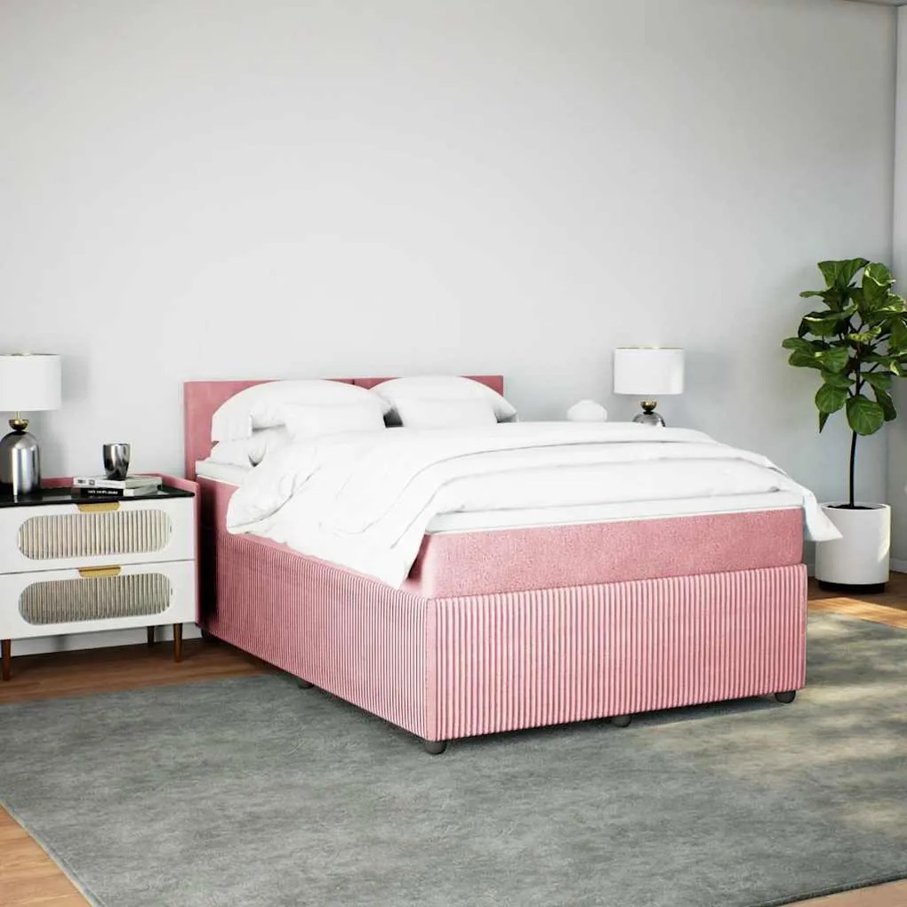 Box spring postel s matrací růžová 140x200 cm samet 3290057