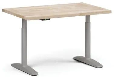 Výškově nastavitelný pracovní stůl OBOL do dílny, elektrický, 1200 x 800 x 690-1340 mm, šedá zaoblená podnož