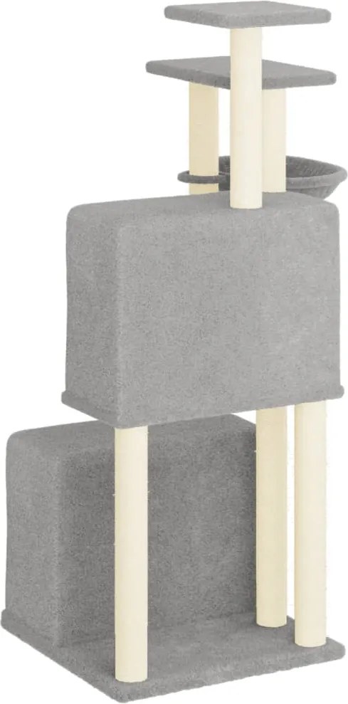 Škrabadlo pro kočky se sisalovými sloupky světle šedé 122 cm 172053