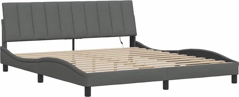 Rám postele bez matrace Hanko tmavě šedý 180 x 200 cm textil 3310476