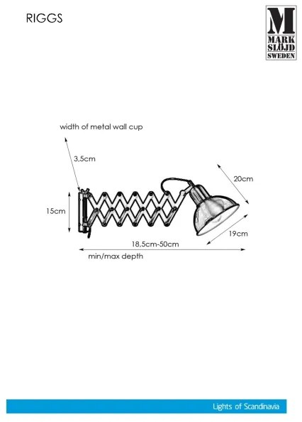 Markslöjd 108104 - Nástěnné svítidlo RIGGS 1xE27/60W/230V mosaz