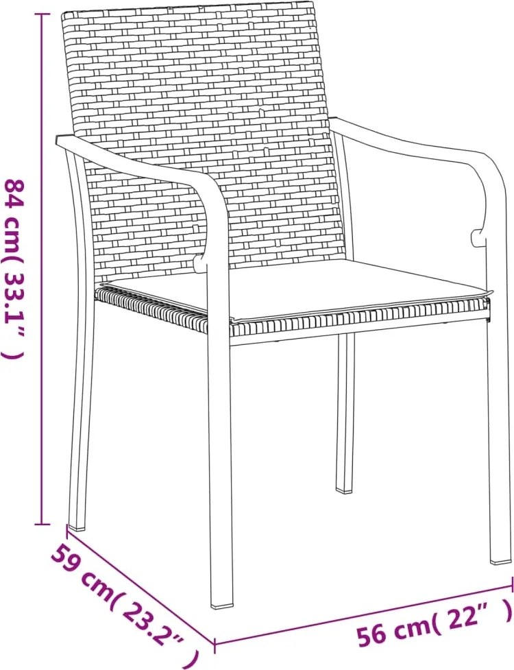 vidaXL Zahradní židle s poduškami 4 ks 56 x 59 x 84 cm polyratan [3187073] Barva: Černá