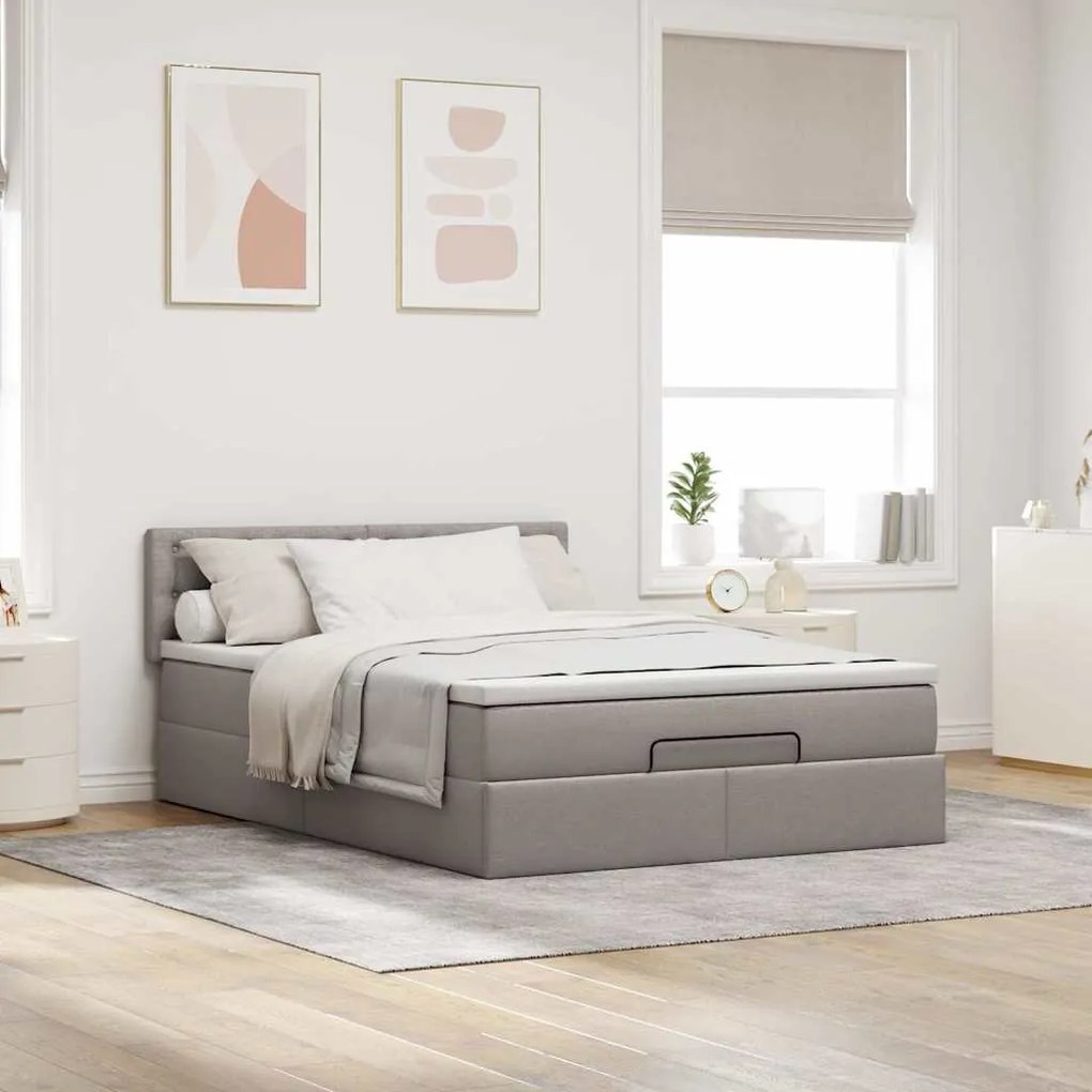 Osmanská postel s matrací & LED Taupe 140x200 cm Látka 3312482
