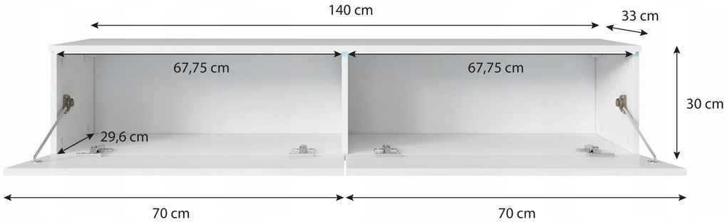 TV stolek CERIEE 140 - bílá, bílá lesklá