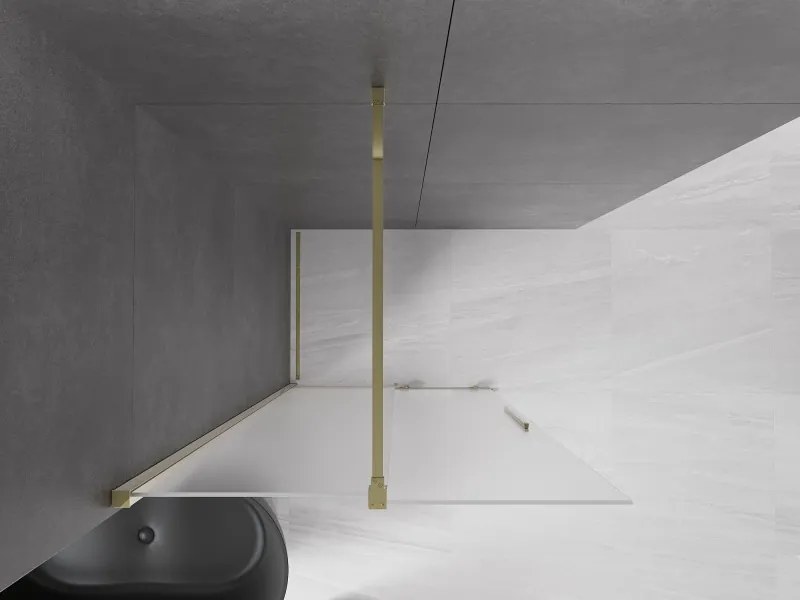 Mexen Velar, sprchová zástěna s posuvnými dveřmi Walk-in 80 x 200 cm, 8mm sklo námraza, zlatá lesklá, 871-080-000-33-50