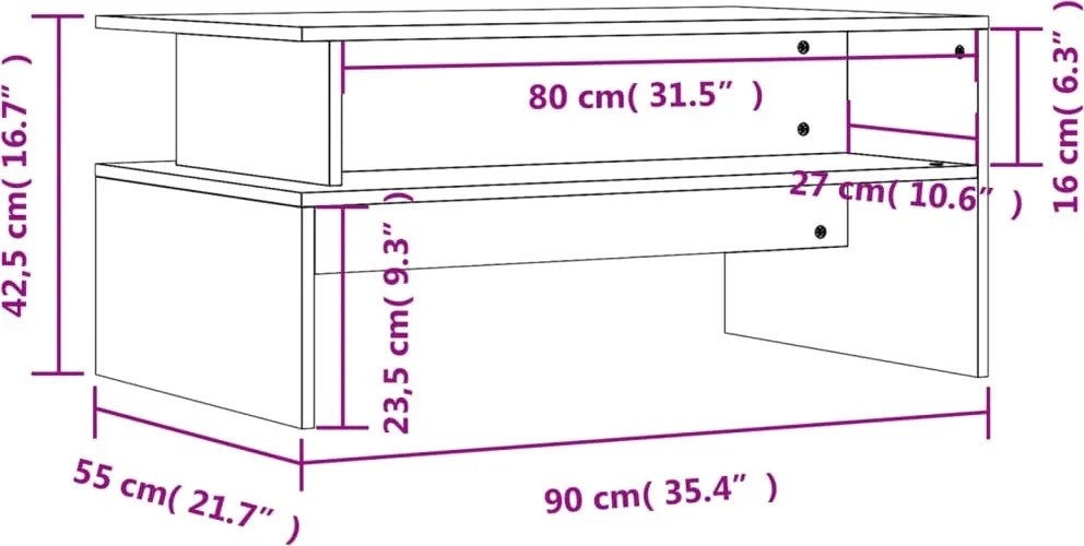 vidaXL Konferenční stolek 90 x 55 x 42,5 cm kompozitní dřevo [834278] Barva: Betonová šedá