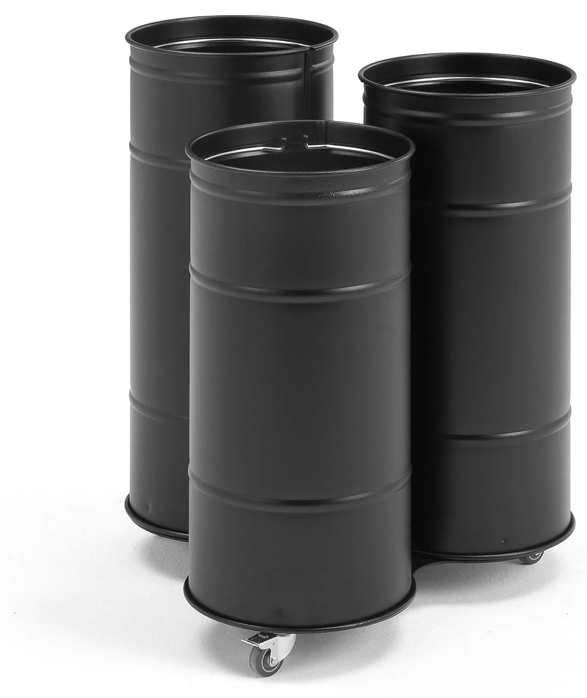 AJ Produkty Odpadkový koš BROOKLYN, 3 nádoby, Ø 680x830 mm, černý