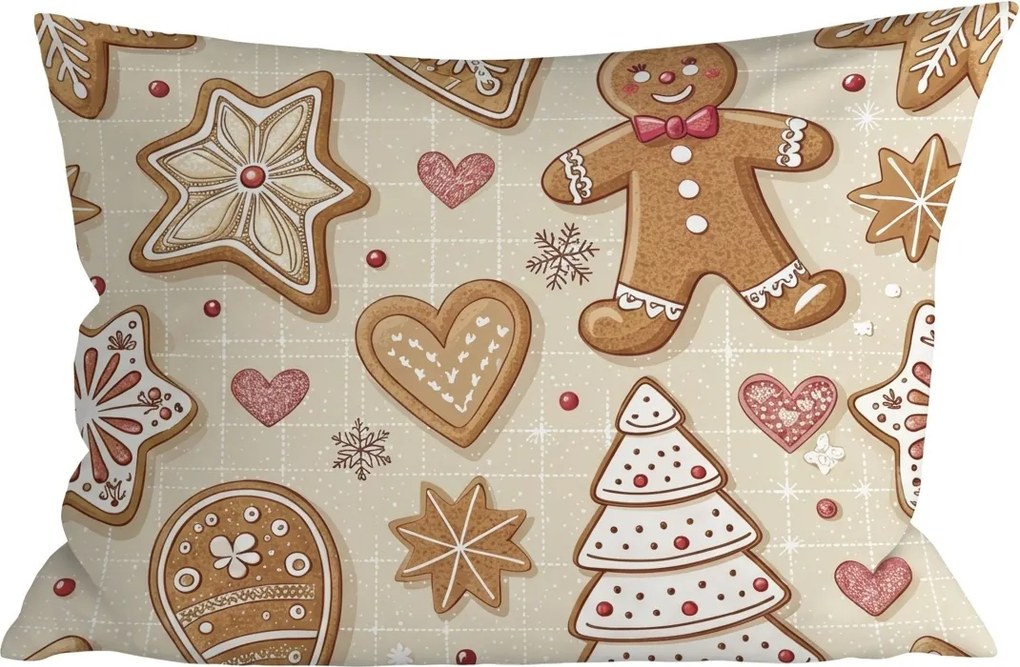 Bavlněný povlak na polštář GINGERBREAD JOY 50x70 cm, béžový