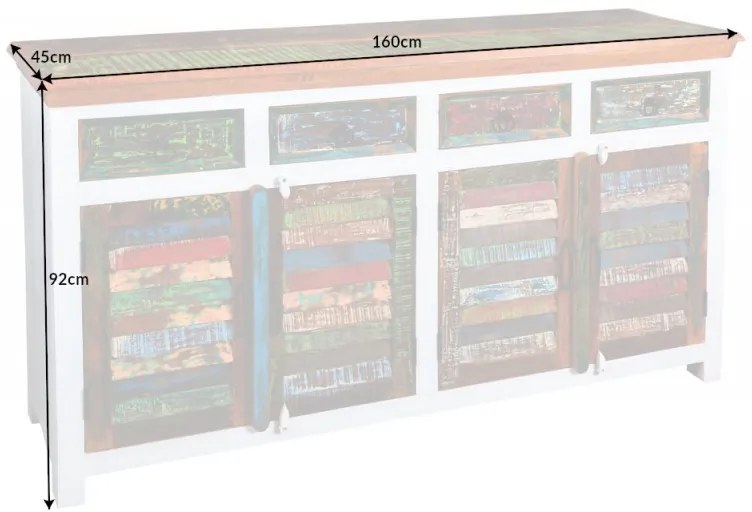 Bílá dřevěná komoda Jakarta 160 cm