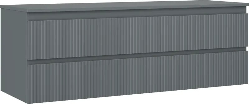 Mexen Rivel, koupelnová skříňka pod umyvadlo 140 cm s horní deskou, 2 zásuvky, drážkovaná, grafit matná - 91A20-14047-2-BFFC66