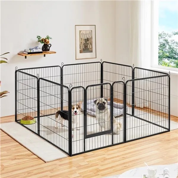 Sada 7 ks – Ohrádka pro psy Yaheetech – černá, 80 × 80 × 84,5 cm; 15,82 kg (267492580127)