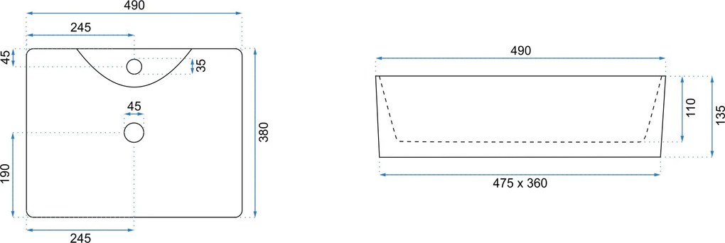 Rea Kelly umyvadlo, 49 x 37 cm, bílá, REA-U6524