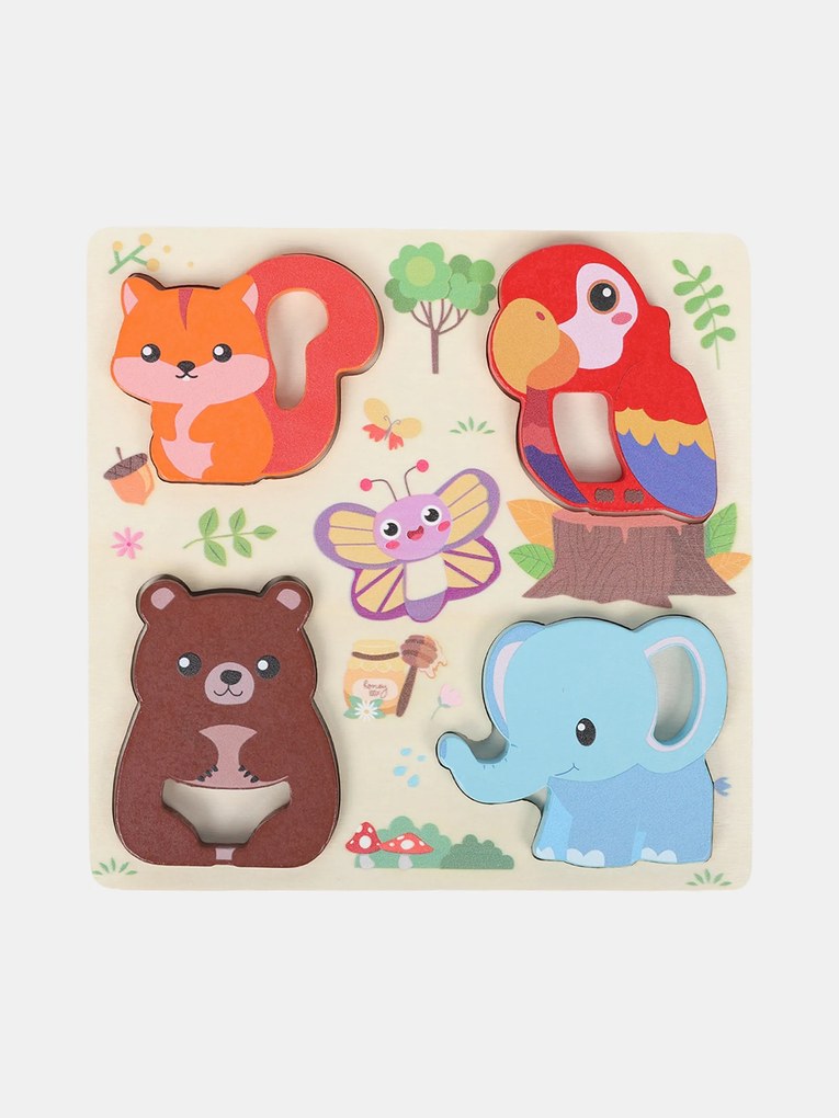 Sinsay - Dřevěné puzzle s motivem zvířat 5 ks - vícebarevná